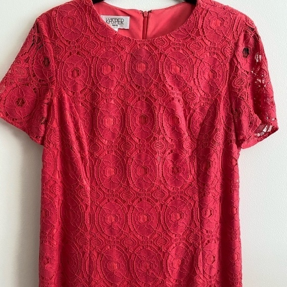 Kasper | Dresses | Kasper Dark Corallike Lace Overlay Short Sleeve ...